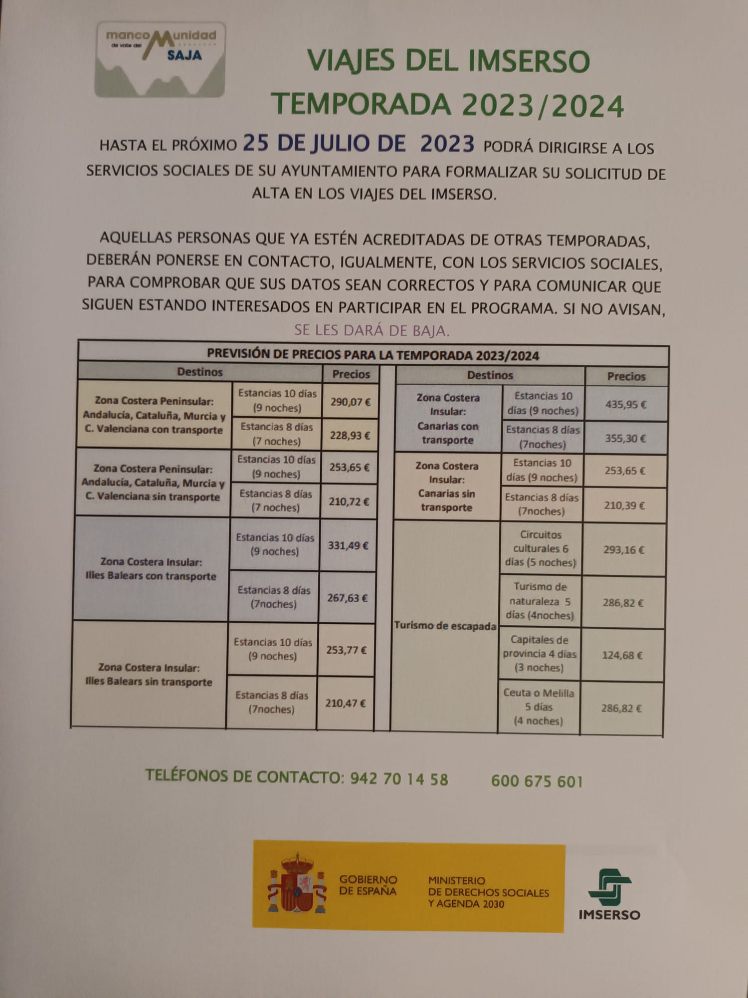 VIAJES IMSERSO 2023-2024 | Ayuntamiento de Mazcuerras