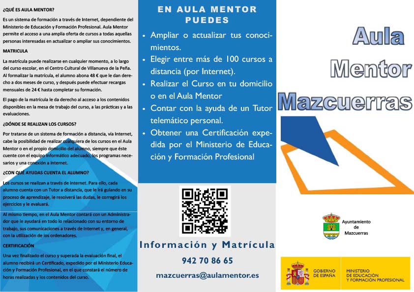 Cursos Disponibles en Aula Mentor | Ayuntamiento de Mazcuerras